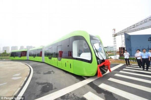World's First Trackless Train Launched In China
