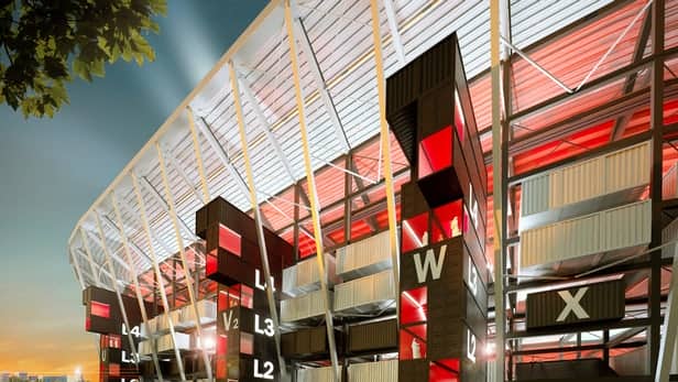 World's First Shipping Container Based Removable Stadium To