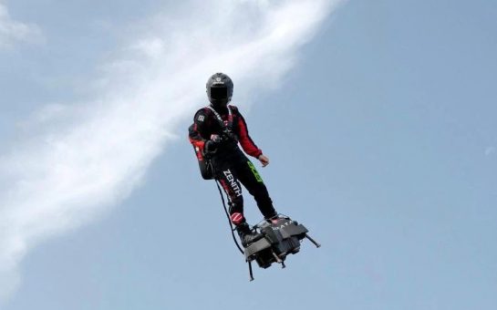 French Flying Man Is Attempting To Cross The English Channel