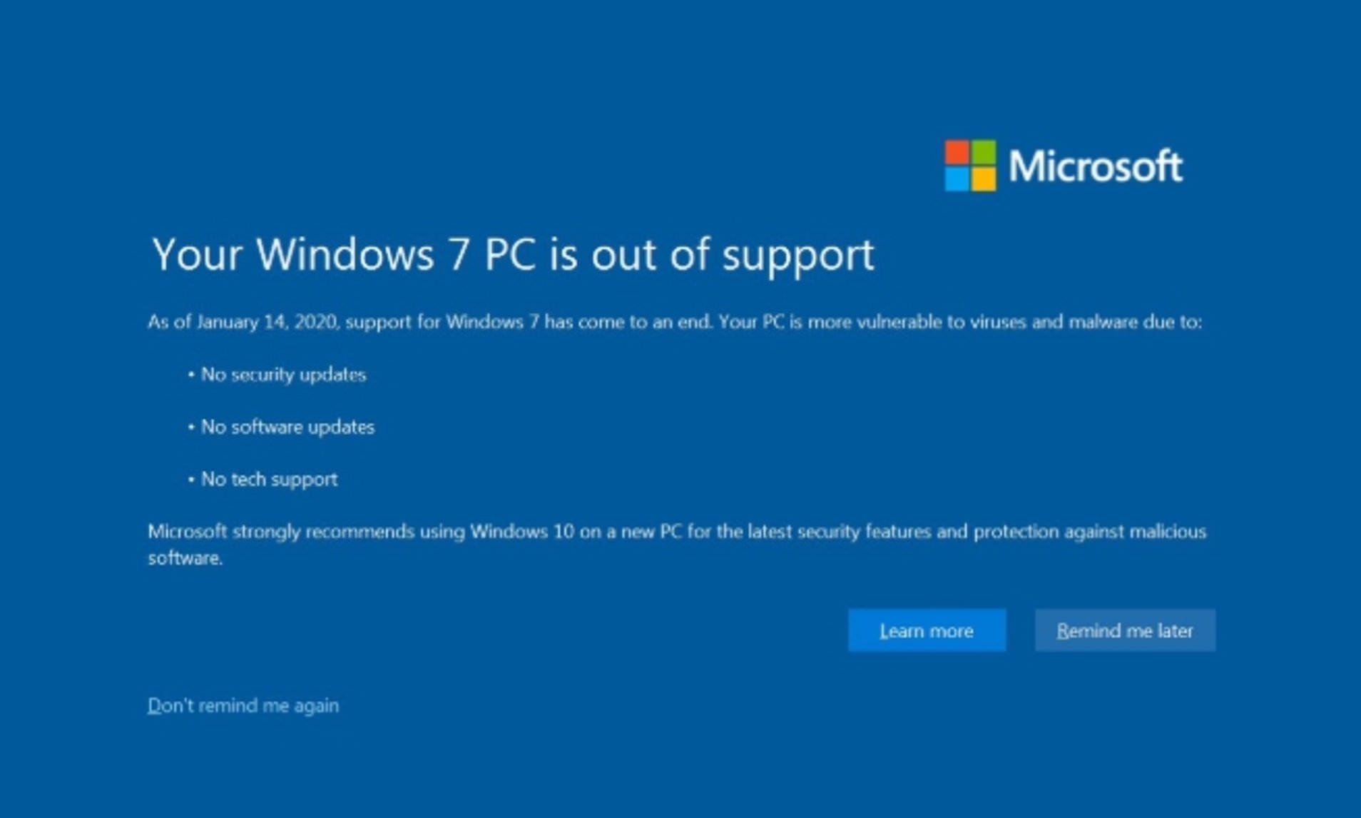 Microsoft Abandons Windows 7 For Good