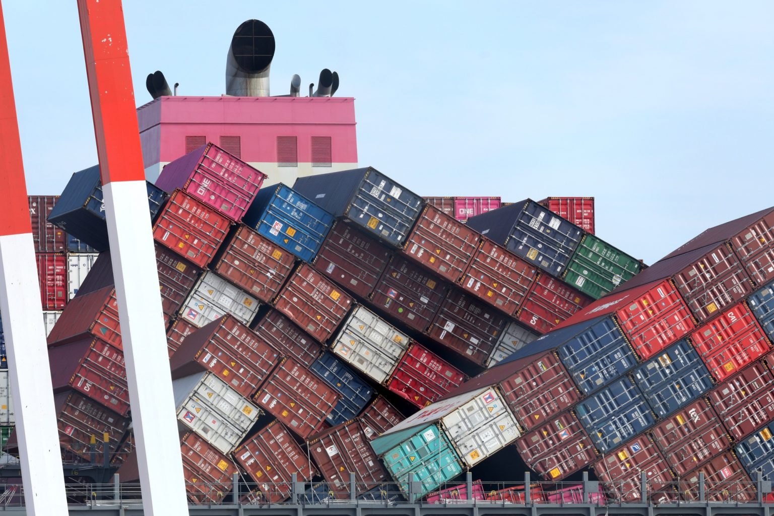 Several Shipping Containers Full Of Combustibles Fall Overbo