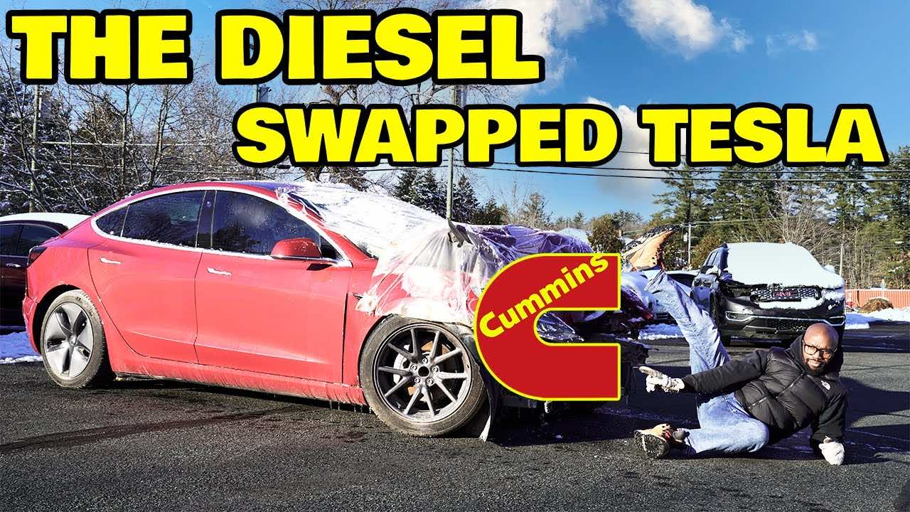 This YouTuber Is Building A Diesel Engine-Powered Tesla
