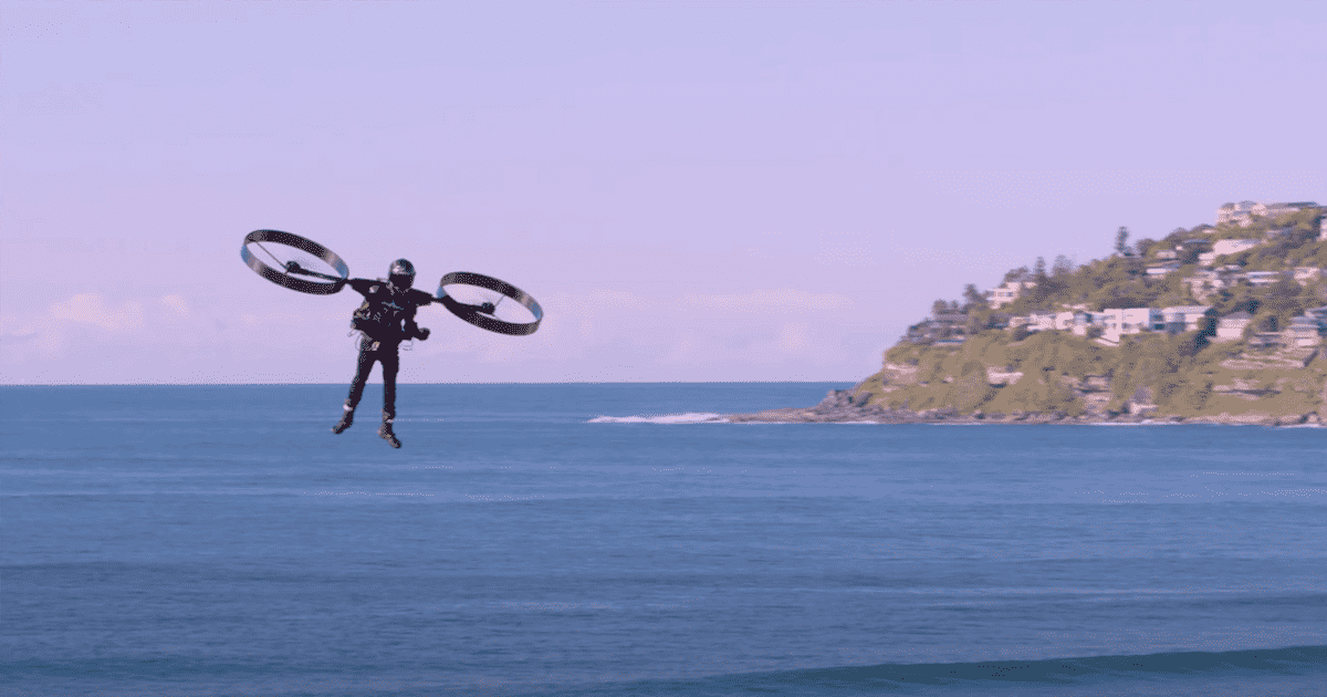 Watch A Guy Take Off With An Electric Backpack Helicopter