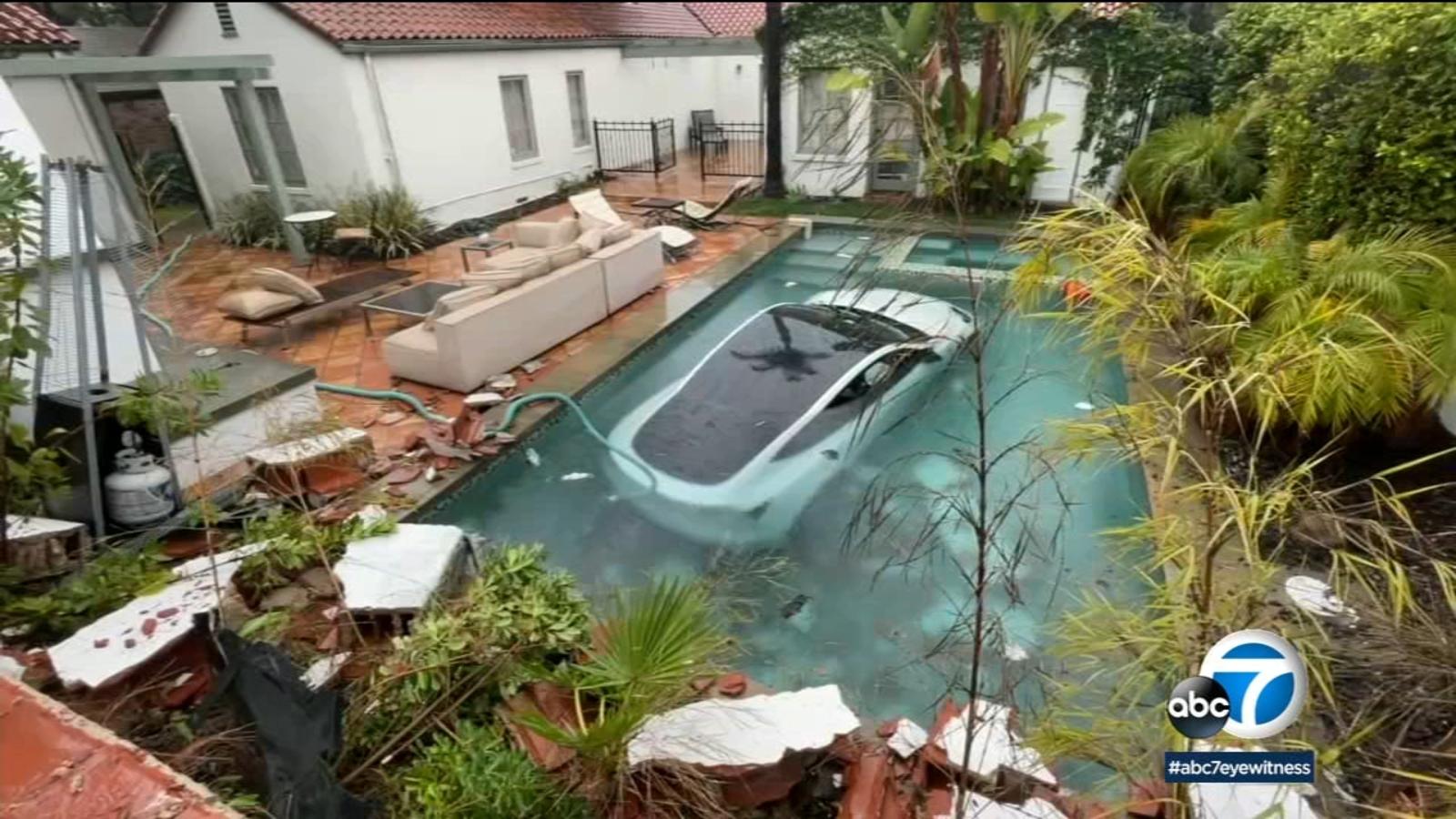 Tesla Plunges Into A Pool In California After Its Driver Acc