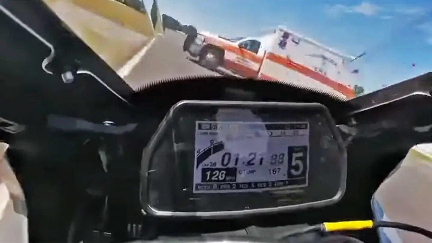 Viral Video Shows A Motorcycle Racer Surviving A 126mph Near