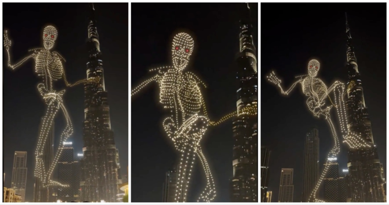 Turns Out Dubai's Viral Halloween Skeleton Drone Show May Be
