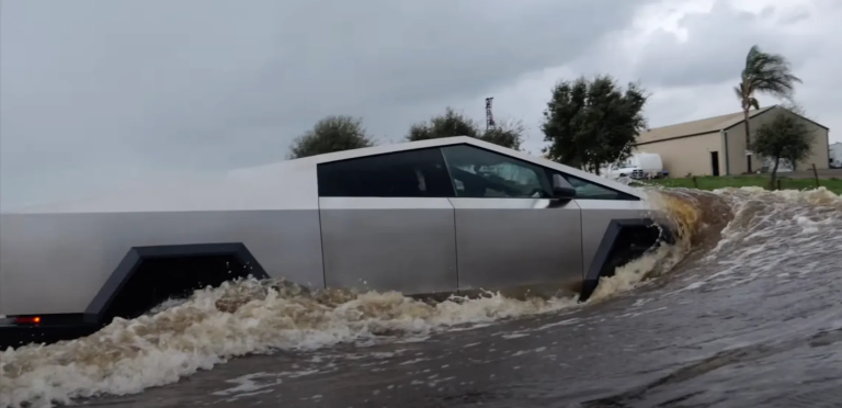 Watch A YouTuber Driving His Cybertruck Through Water Like A