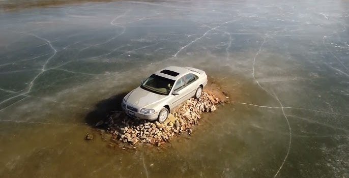 There's A Volvo In Illinois Stranded On Its Own Island - But